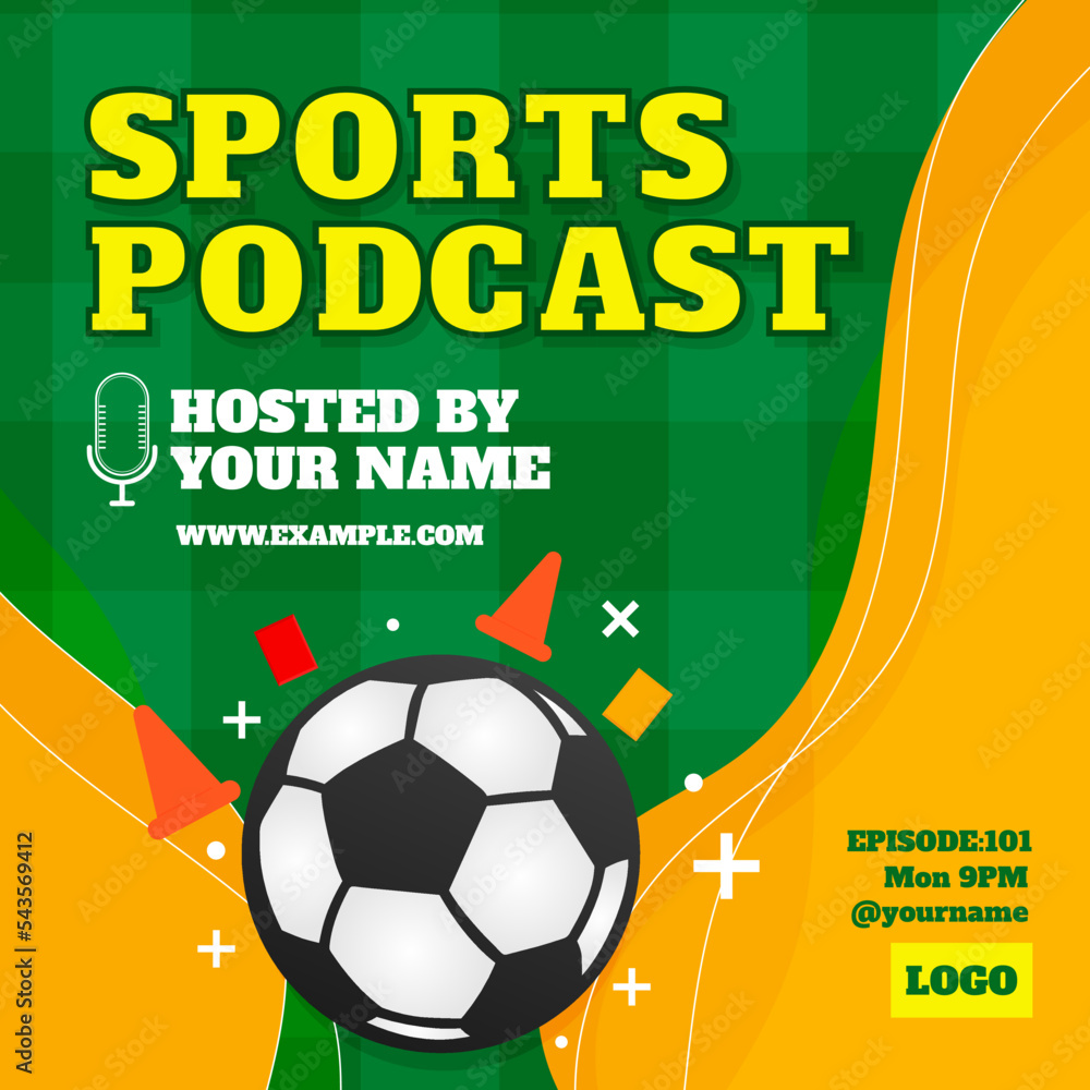Podcast cover design for soccer or Football, Sports podcast cover art ...