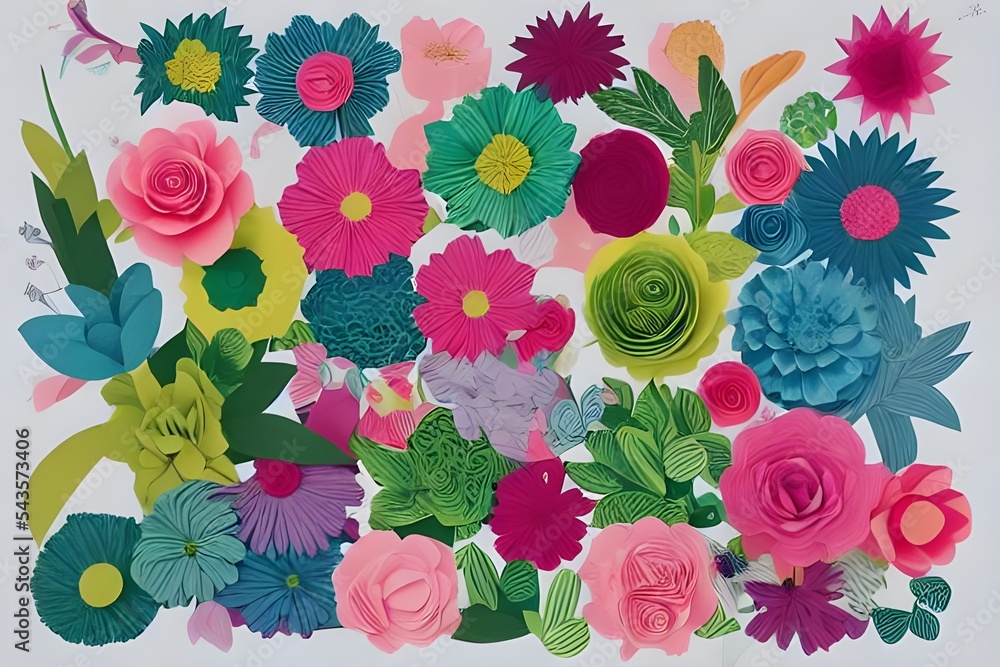 The paper flowers are a beautiful design. They are made out of ...