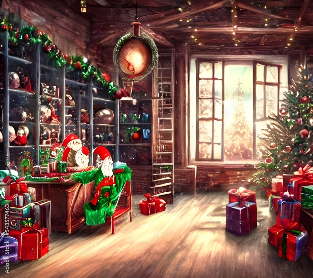 It's a Christmas toy factory! Toys are being made by elves and ...