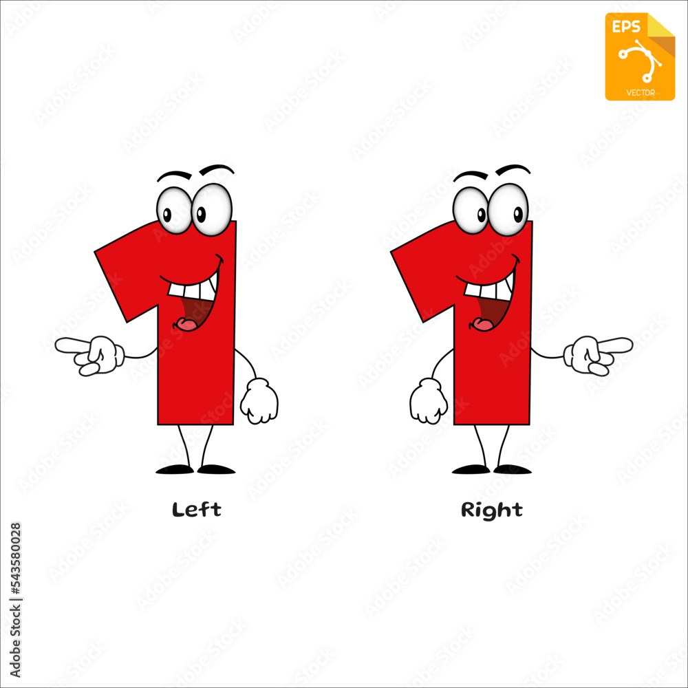 Number one funny cartoon mascot character - Left and Right expression ...