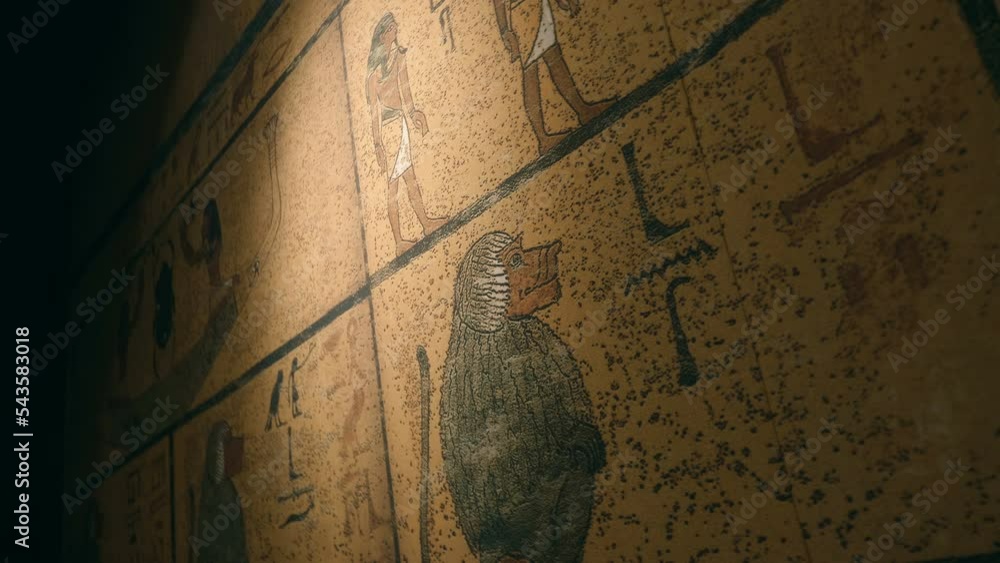 Colorful ancient Egyptian frescoes on the walls of tombs and pyramids ...