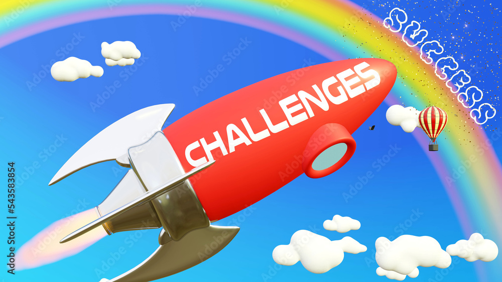 Challenges lead to achieving success in business and life. Cartoon ...