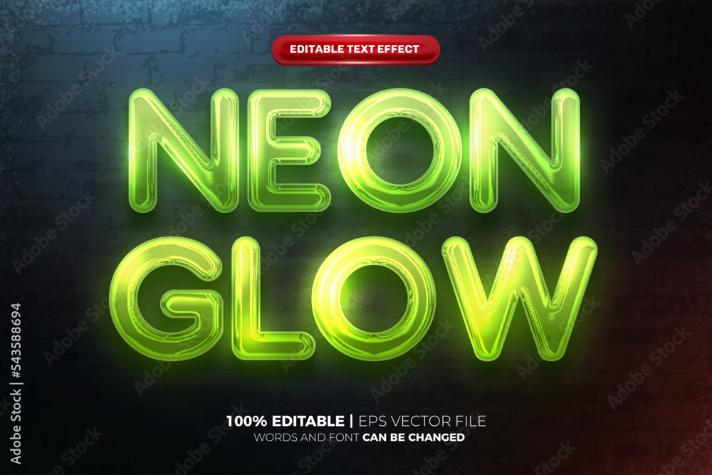 Green Neon Glow Text Effect Stock Vector | Adobe Stock