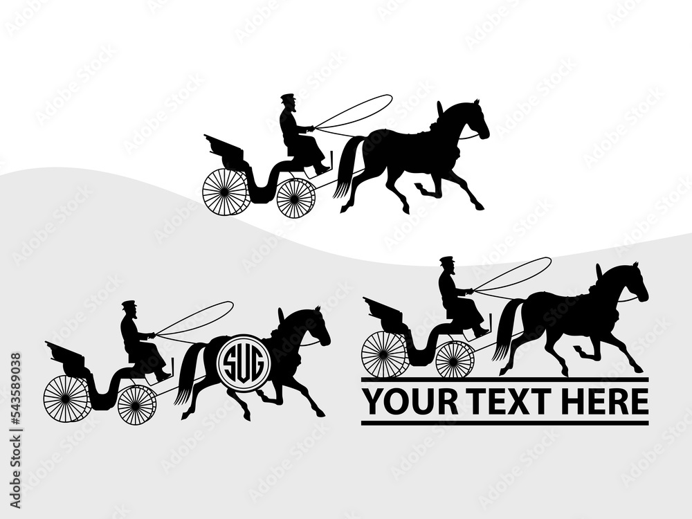 Carriages SVG, Carriages monogram, Horse Carriage Silhouette, Horse Svg ...