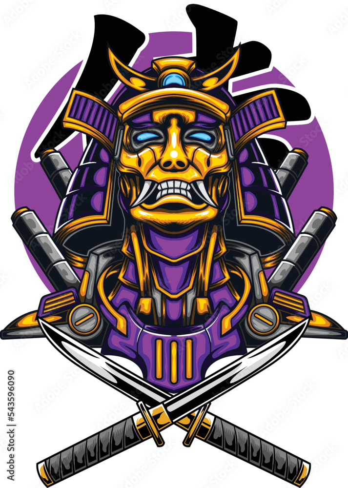 Vector illustration of samurai mecha Stock Vector | Adobe Stock