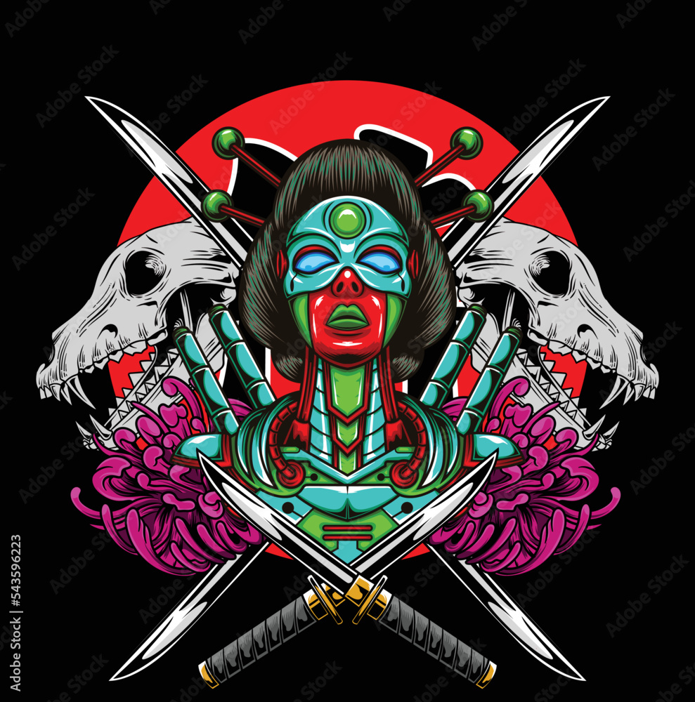 Vector illustration of samurai mecha Stock Vector | Adobe Stock
