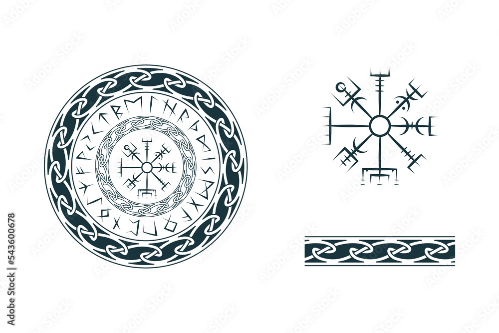 Viking symbols isolated set. Hand drawn collection of scandinavian ...