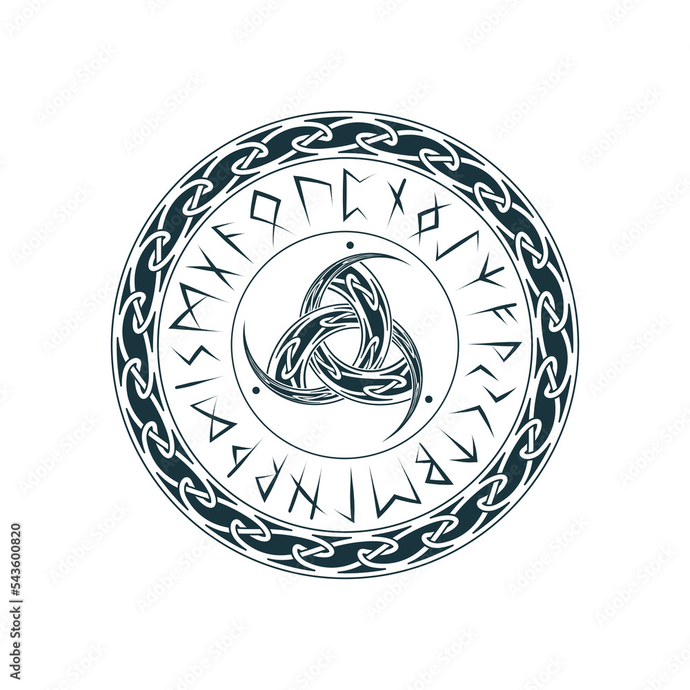 Viking symbol skaldenmen. Hand drawn scandinavian sign vegvisir ...