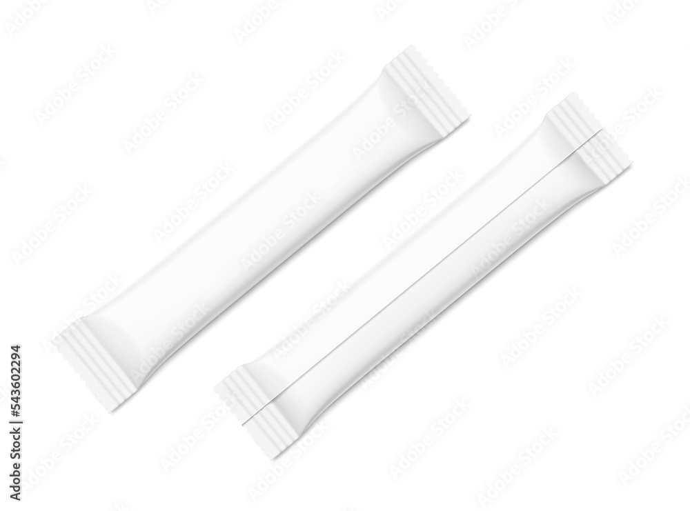 Blank stick package mockup set. Front and back view. Vector ...