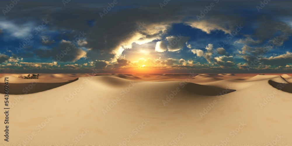 Panorama of sandy desert. Environment map, HDRI, equidistant projection ...