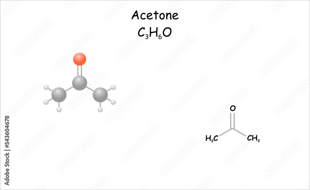 Stylized molecule model/structural formula of acetone, Stock Vector ...