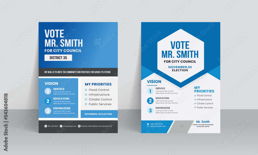 Political election flyer Template with vote campaign leaflet Poster ...