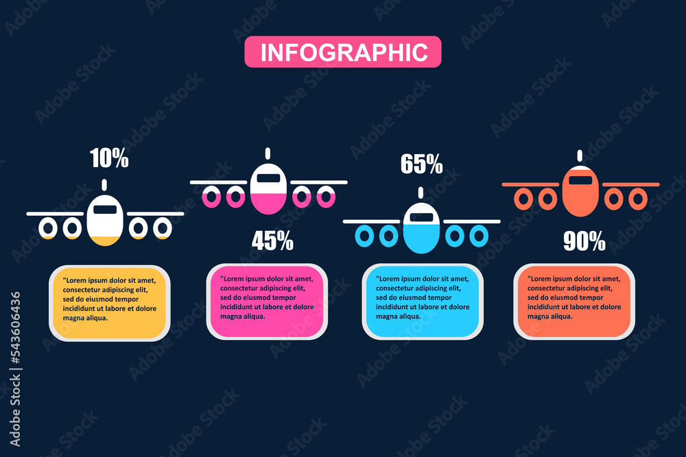 Military combat airplane infographic with percentage fill for ...