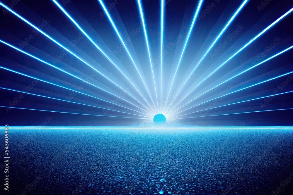 blue neon light beams product display stage background, Generative AI ...