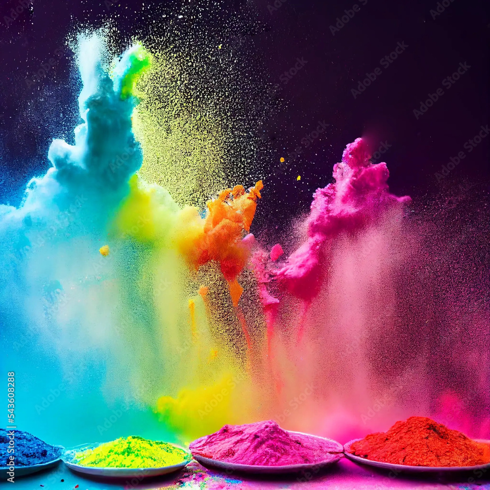 CMYK Color powder explosion background - cyan magenta yellow and ...