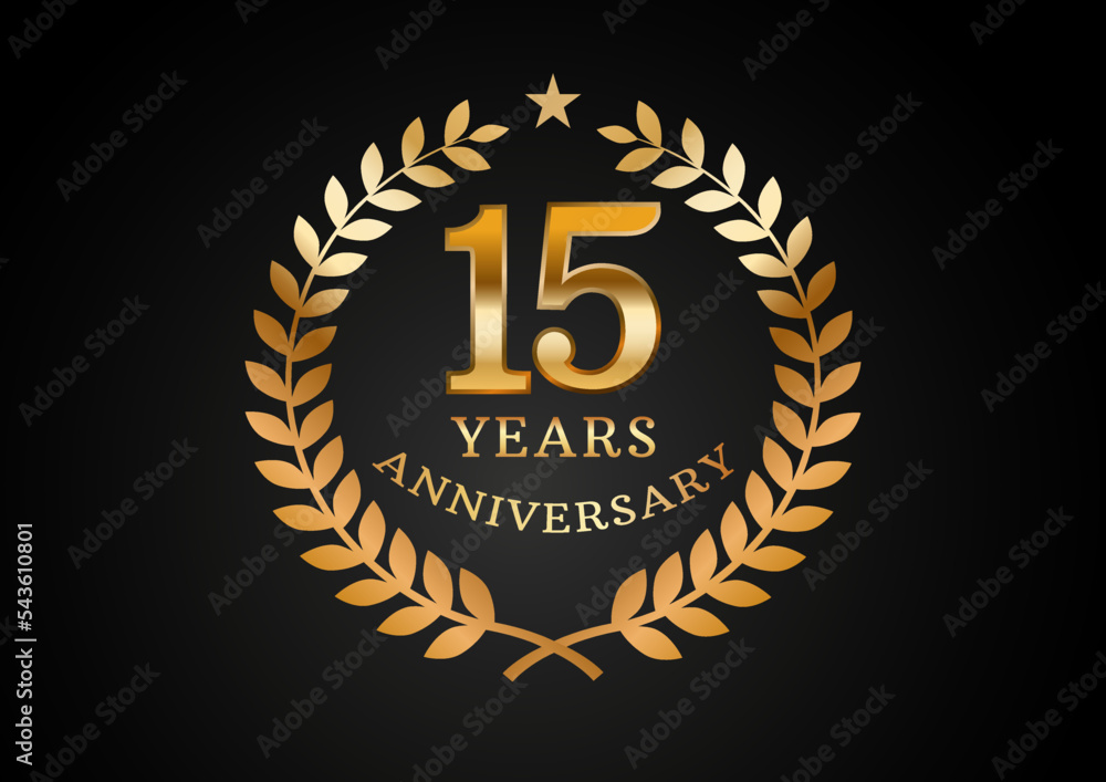Vector graphic of Anniversary celebration background. 15 years golden ...