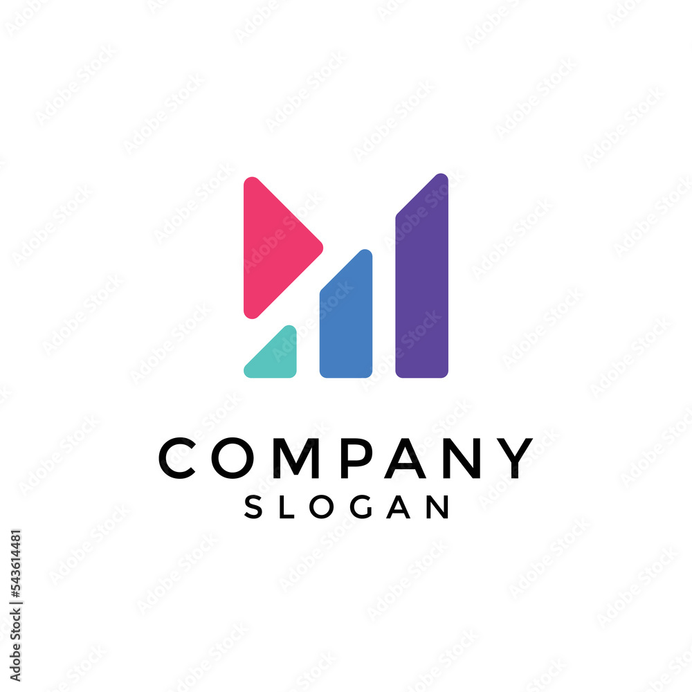 modern letter M statistic bar chart logo Stock Vector | Adobe Stock