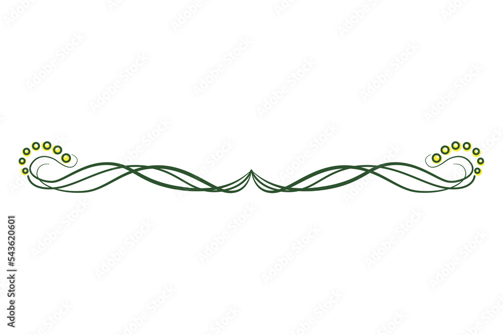 Green text divider, page separators design. Line border, laurel ...