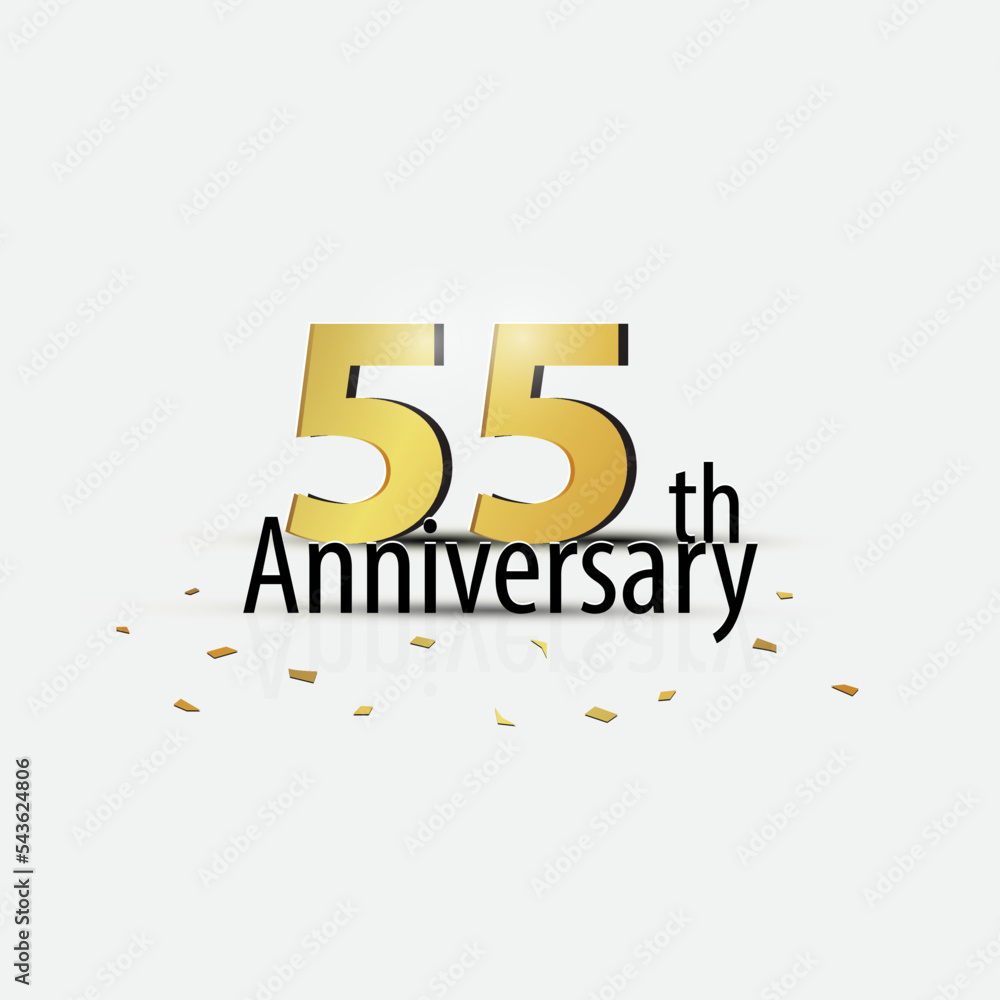 Gold 55th year anniversary celebration elegant logo white background ...