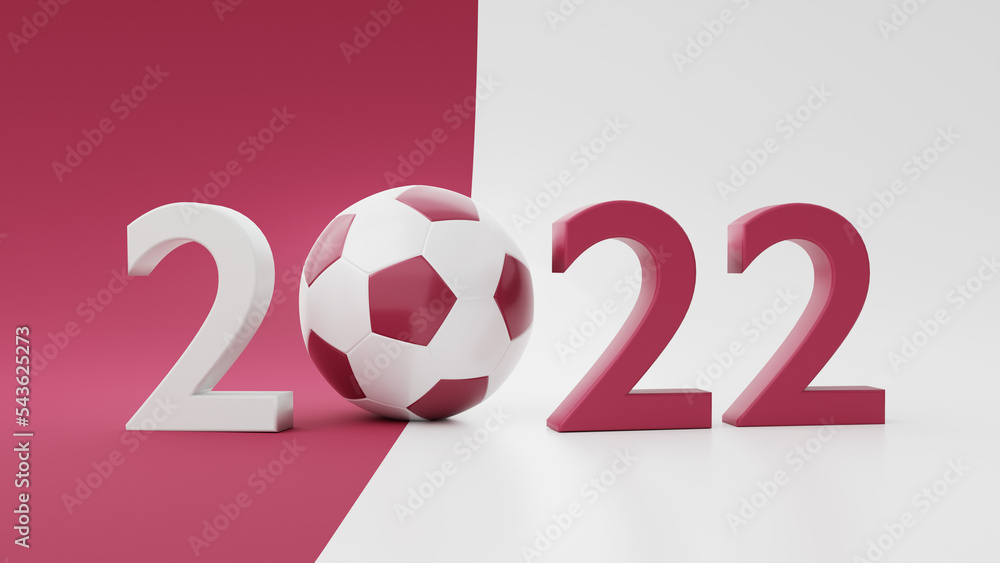 World cup soccer football, Qatar 2022, 3d rendering Stock Illustration ...