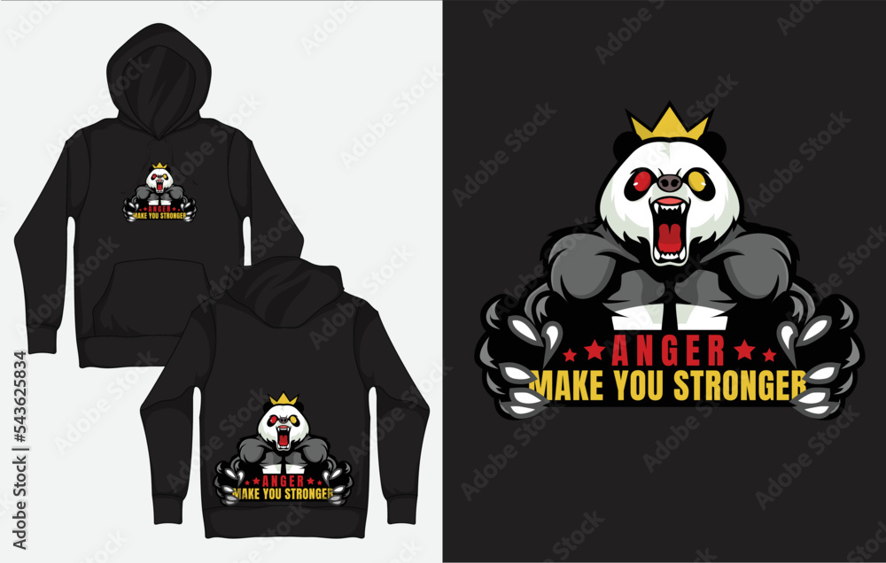 Hoodies with Character Streetwear Design, Angry Muscular Panda Stock ...