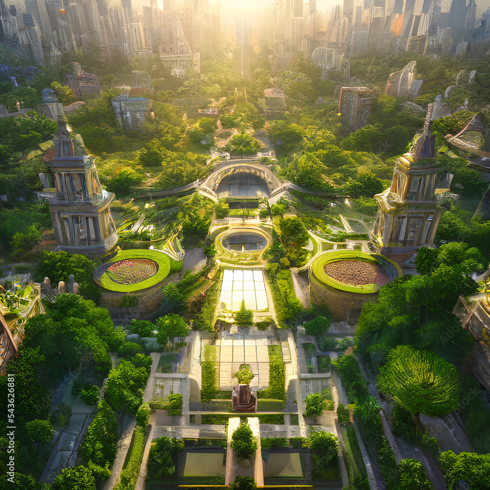 Neom city concept, futuristic city concept art with lush greenery and ...