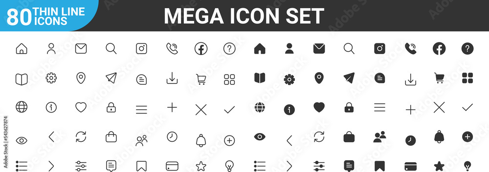 Modern UI Kit - Shopping and ecommerce icons set. Interface icon set ...