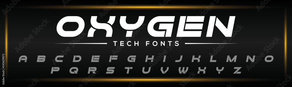 OXYGEN minimal modern tech alphabet letter fonts. Typography technology ...