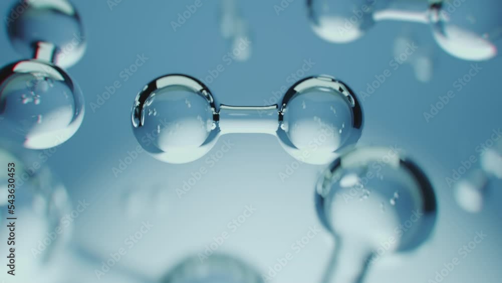 Multiple shiny hydrogen or oxygen gas particles floating slowly in the ...