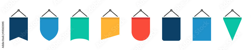 Pennant flags. Festive hanging flags collection. Pennants. Pennon icon ...