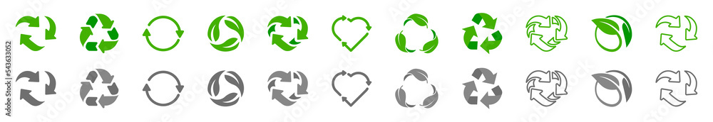 Set of recycle sign. Reusing icons. Recycling icon set. Reuse. Vector ...