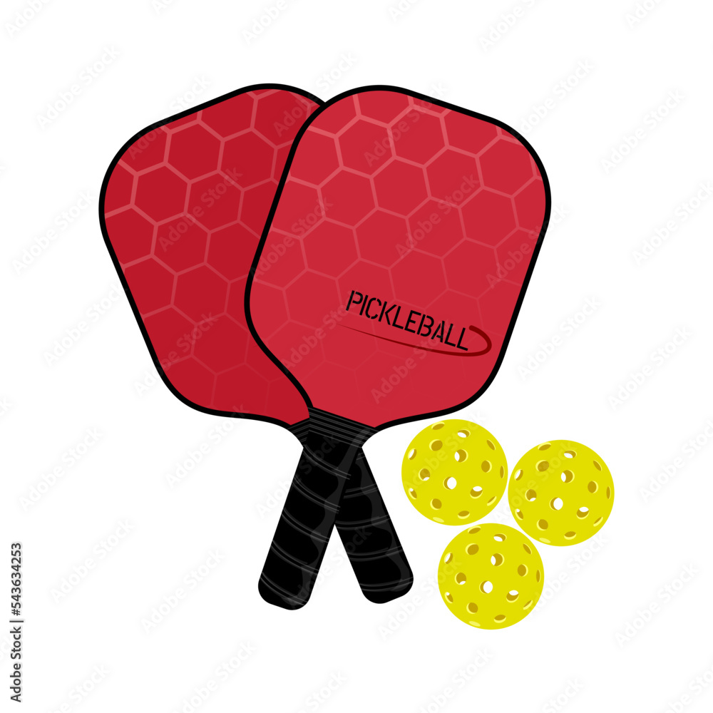 Image of a racket and a pickleball ball Stock Vector | Adobe Stock