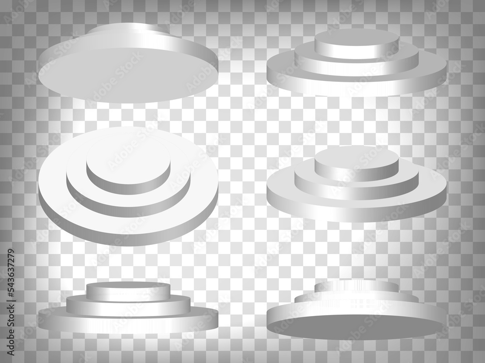 White realistic cylinder, empty stand round podium isolated on ...