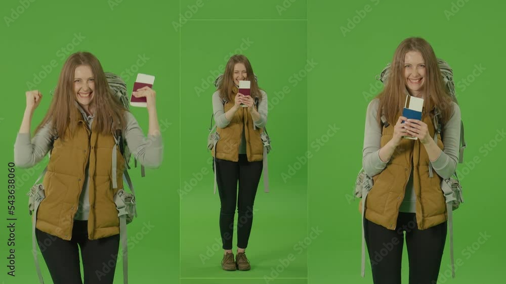 3-in-1 Split Green Screen Montage. Green Screen. Chroma Key. Woman ...
