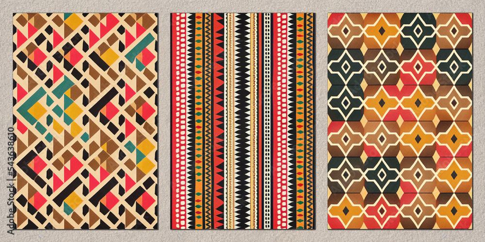 composition of 2d illustrations of antique carpets with oriental ...