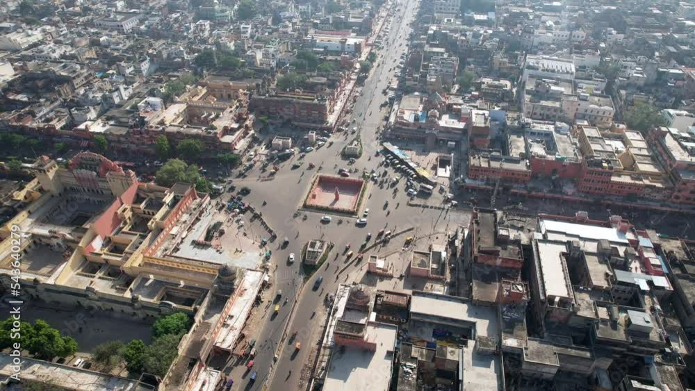 An Aerial Shot of Bapu Bazar and Hawa Mahal Road Crossing at Jaipur ...