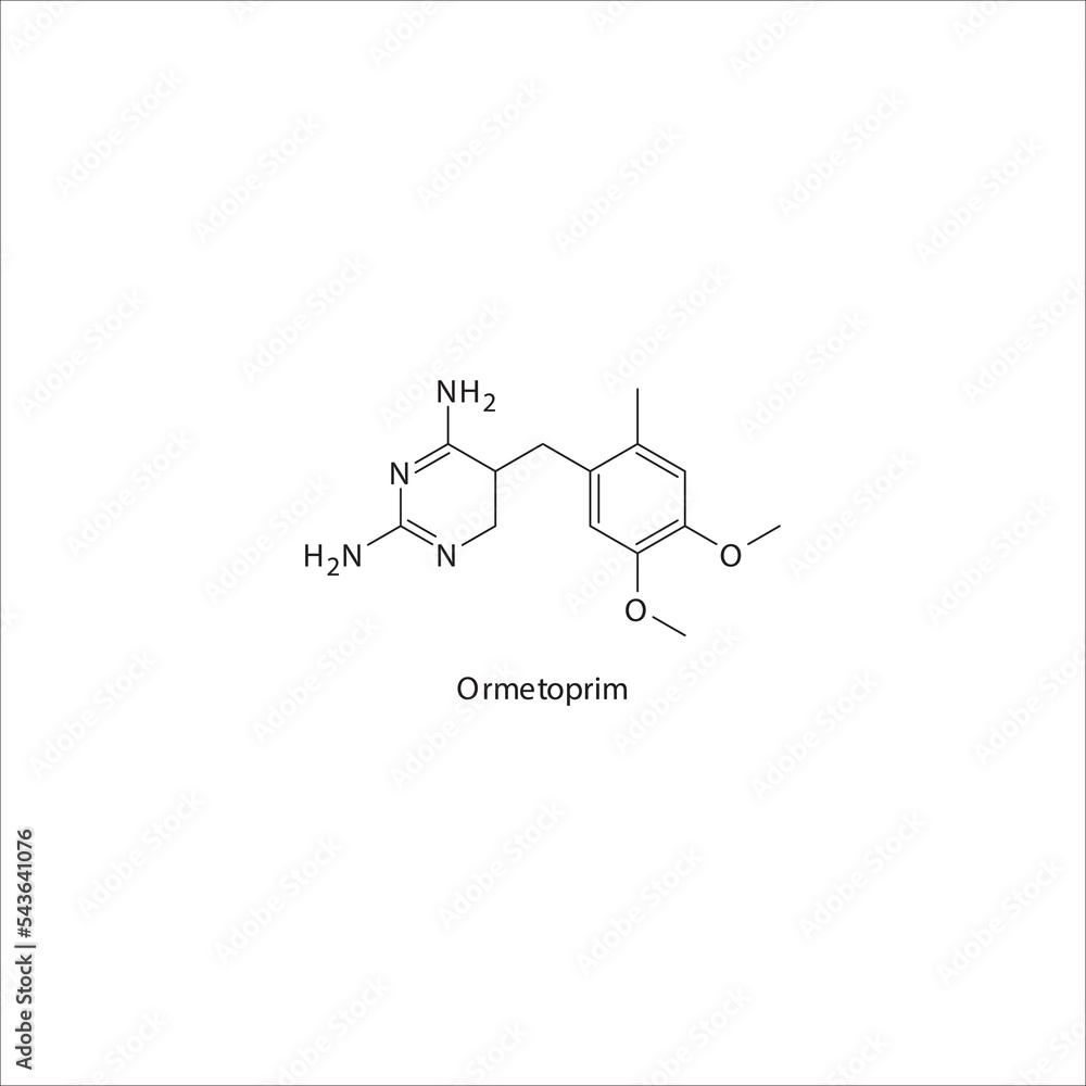 Ormetoprim flat skeletal molecular structure DHFR inhibitor antibiotic ...