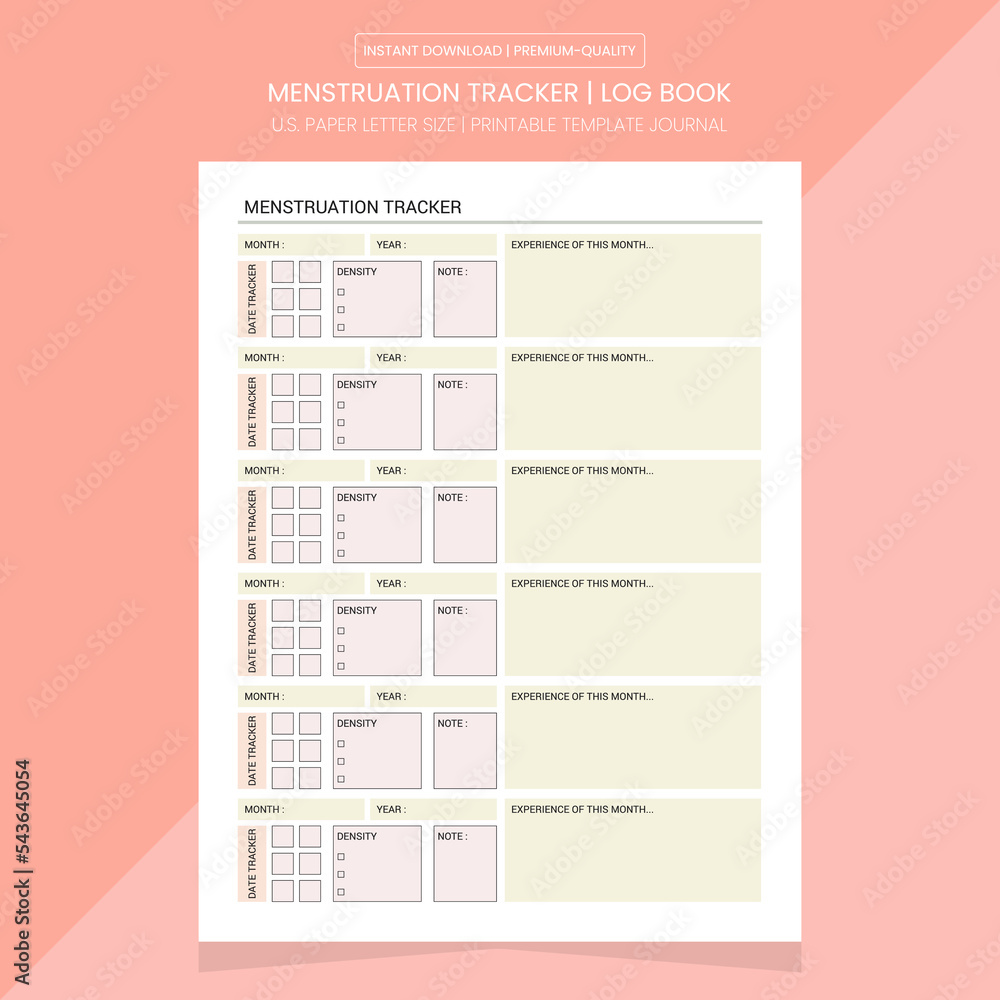 Menstruation Tracker | Printable Period Tracker | Tracking Menstrual ...