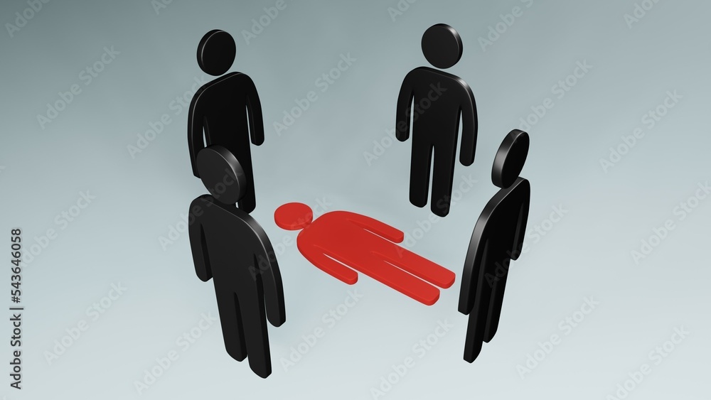 schematic crowd and dead body pictogram Stock Illustration | Adobe Stock