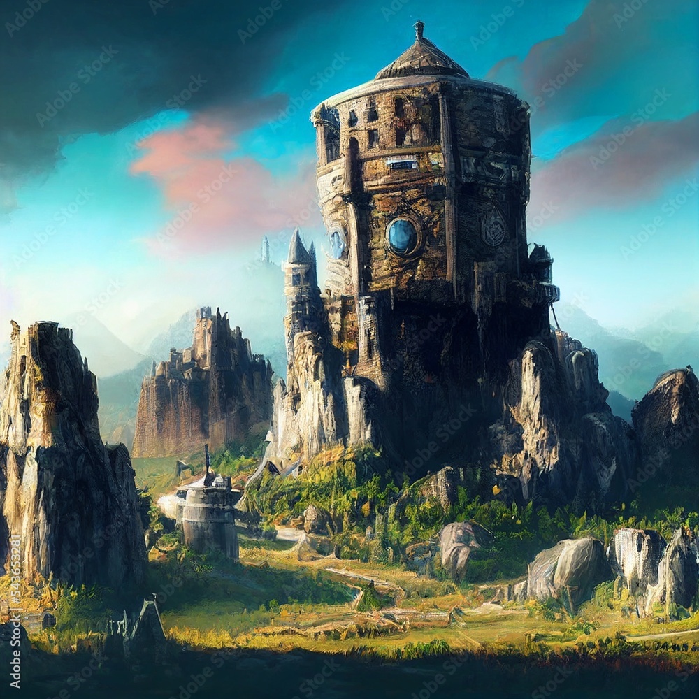 fantasy map rpg remaster Advernture elements stronghold with a mage ...