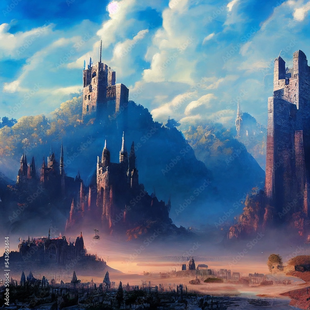 fantasy map rpg remaster Advernture elements stronghold with a mage ...