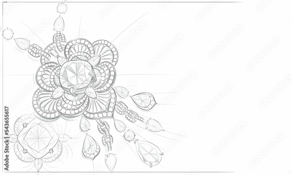 hand drawn sketch of diamond necklaces Stock Illustration | Adobe Stock