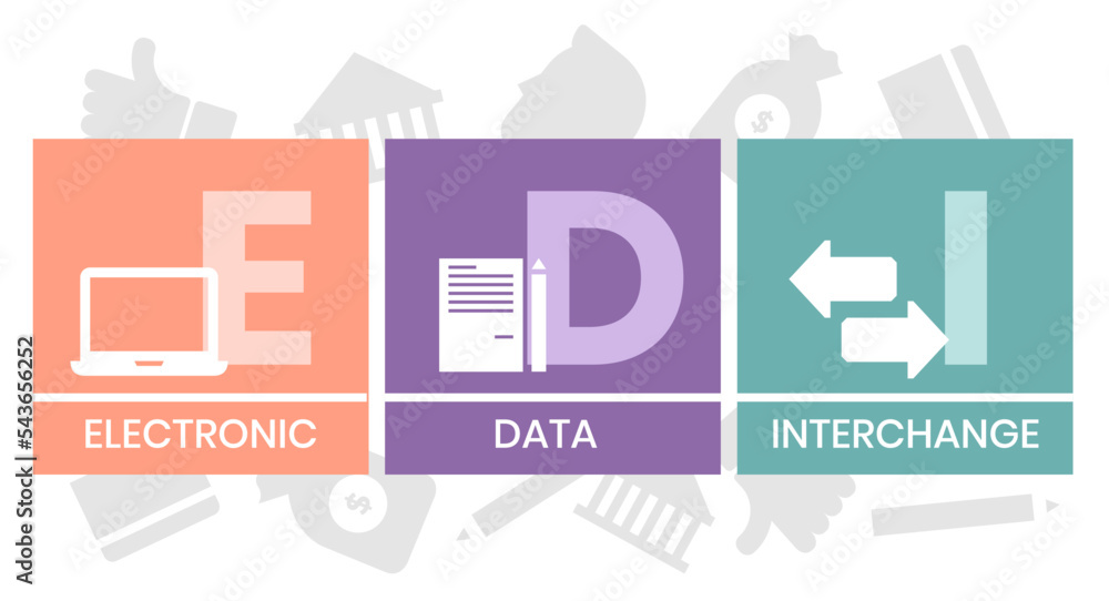 EDI - Electronic Data Interchange acronym. business concept background ...