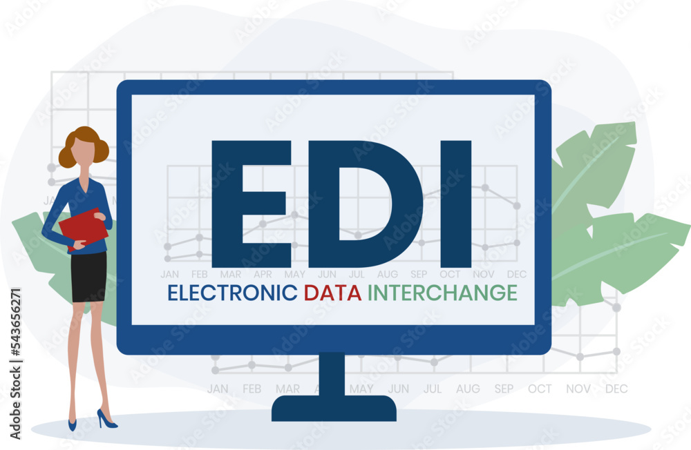 EDI - Electronic Data Interchange acronym. business concept background ...