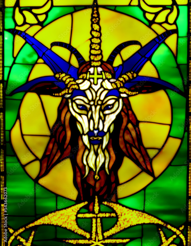 Wiccan renaissance baphomet satanist sorcerer satanistic church stained ...