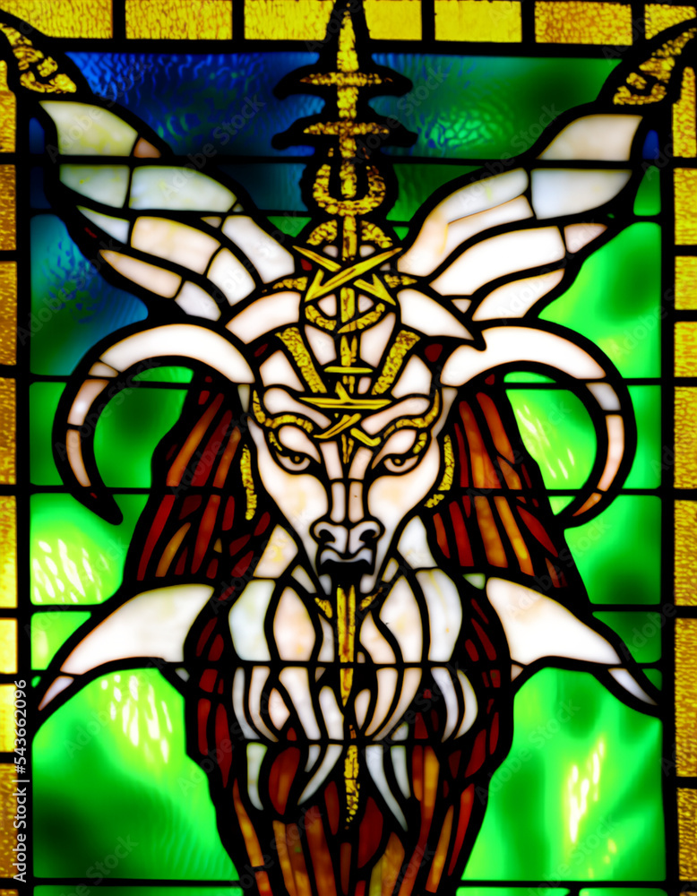 Wiccan renaissance baphomet satanist sorcerer satanistic church stained ...