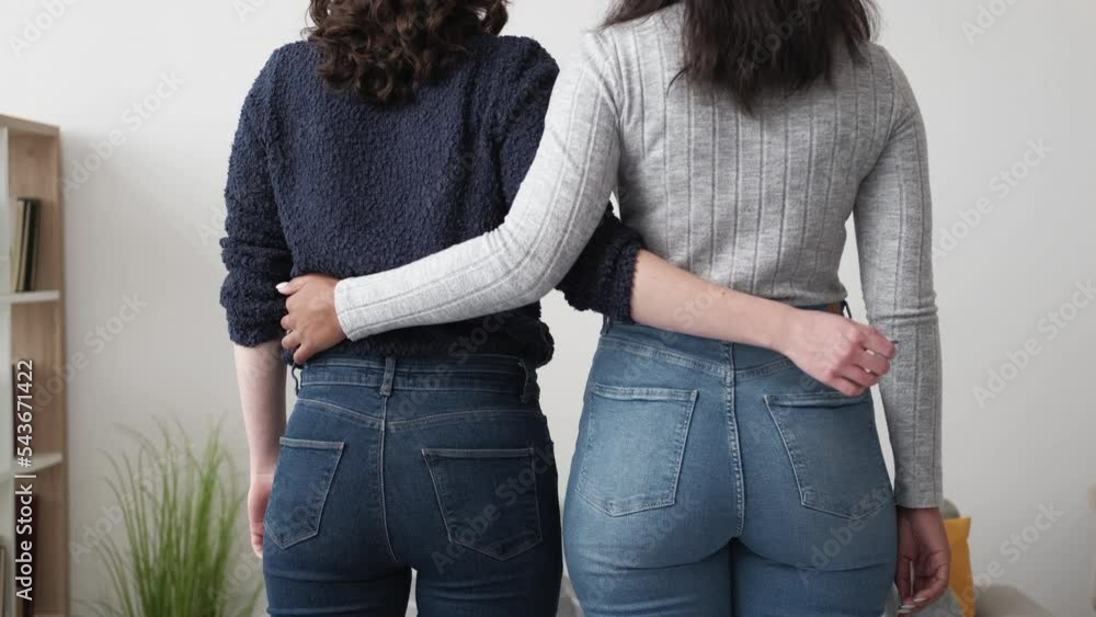 Human relationship. Female friends. Sincere support. Unrecognizable two ...