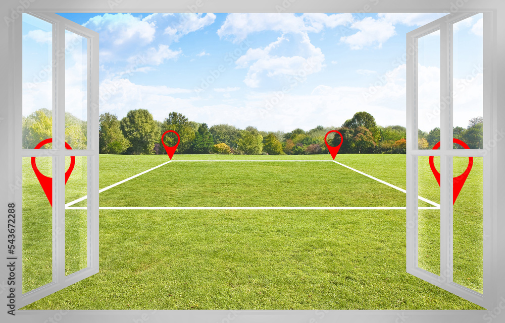 Foto de Distance between buildings and borders concept image with a ...