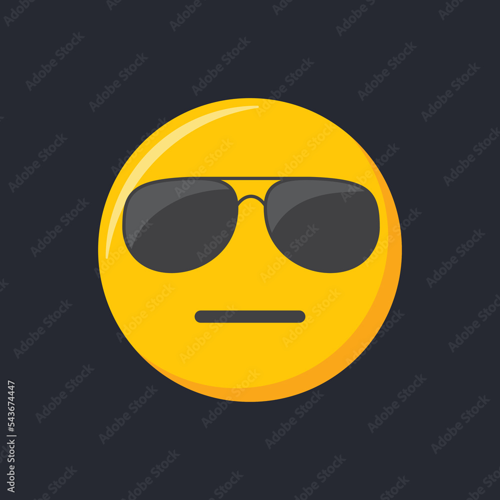 Emoji icon. Cool face emoticon, vector illustration Stock Vector ...