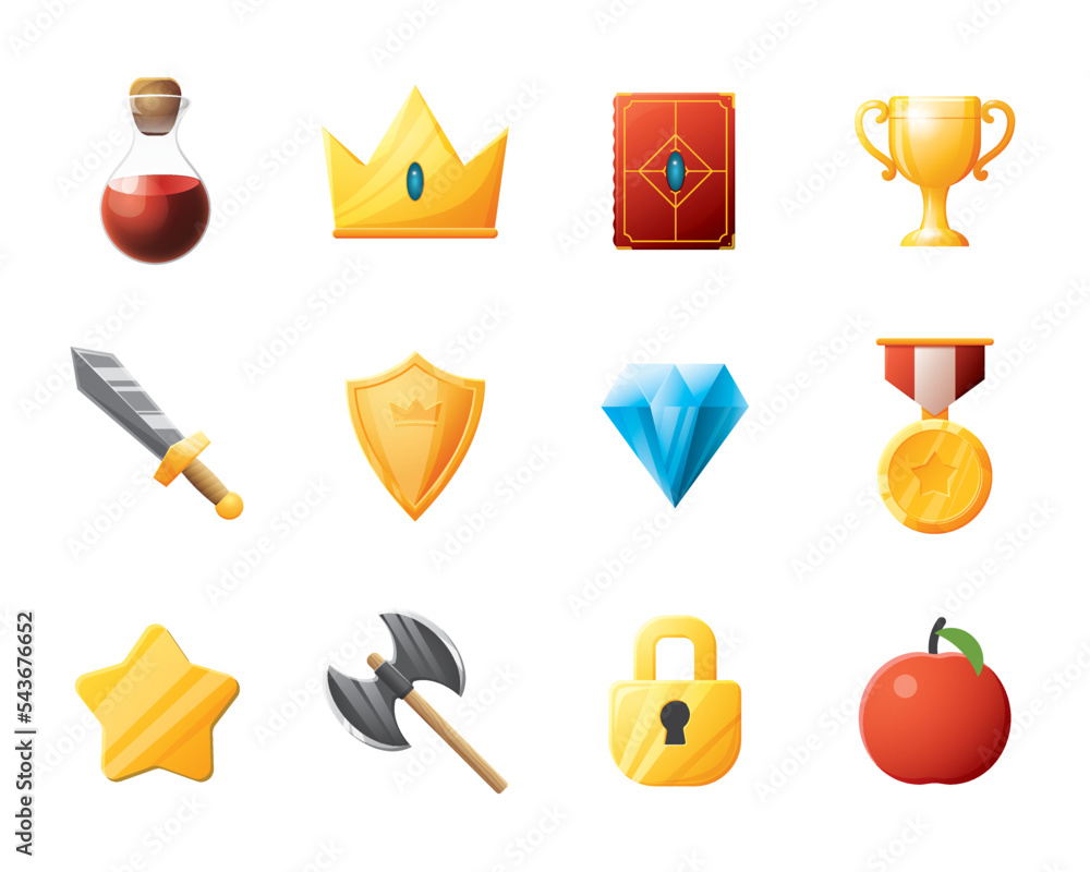 Game UI assets set. Gaming user interface icons collection. vector ...